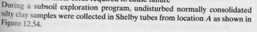 Solved During a subsoil exploration program, undisturbed | Chegg.com
