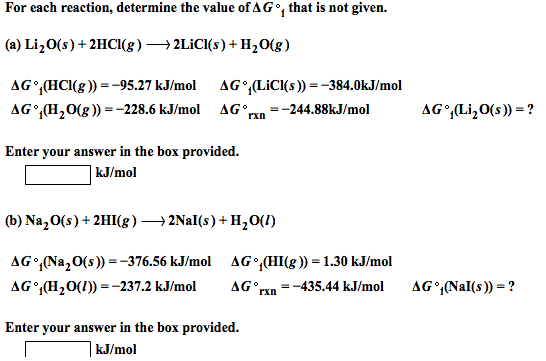 Solved For each reaction, determine the value of delta G | Chegg.com