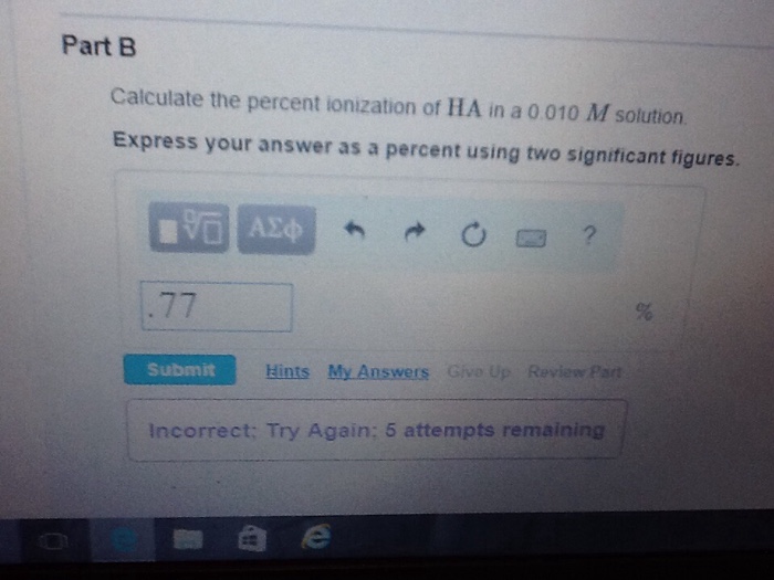 Solved Percent lonization Percent ionization for a weak acid | Chegg.com