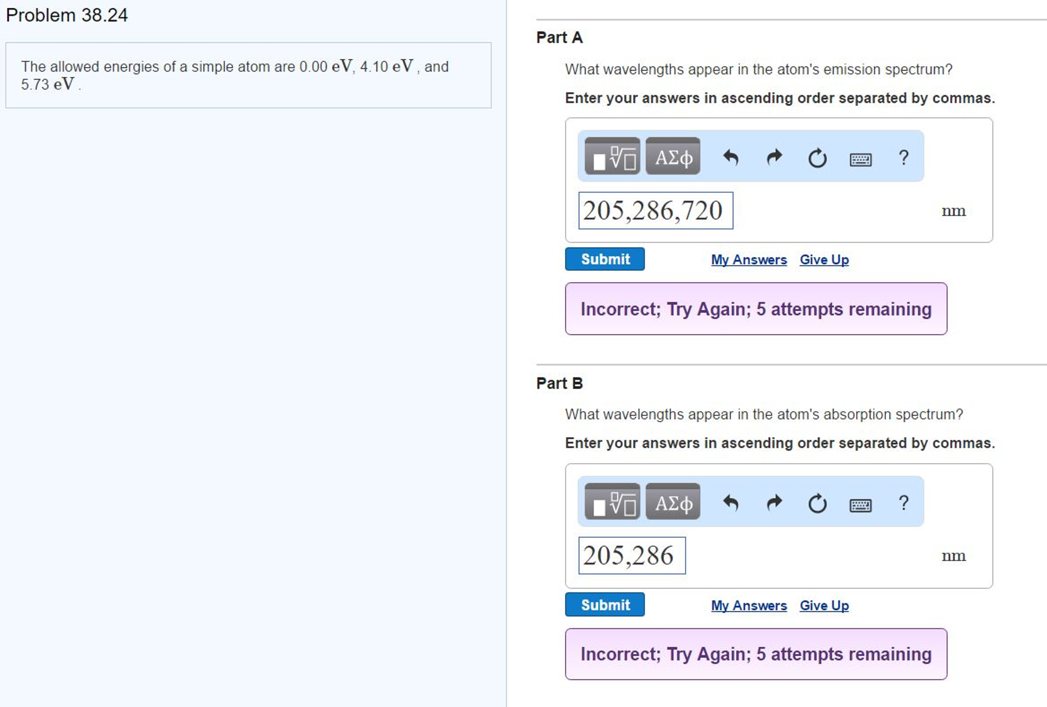 Solved The Allowed Energies Of A Simple Atom Are 0 00 EV Chegg