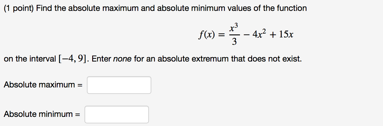 Solved Find the absolute maximum and absolute minimum values | Chegg.com