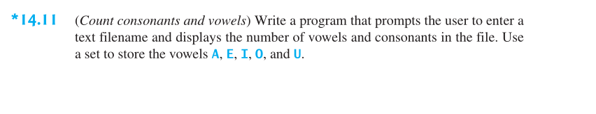 Solved * 14.1 I (Count consonants and vowels) write a | Chegg.com