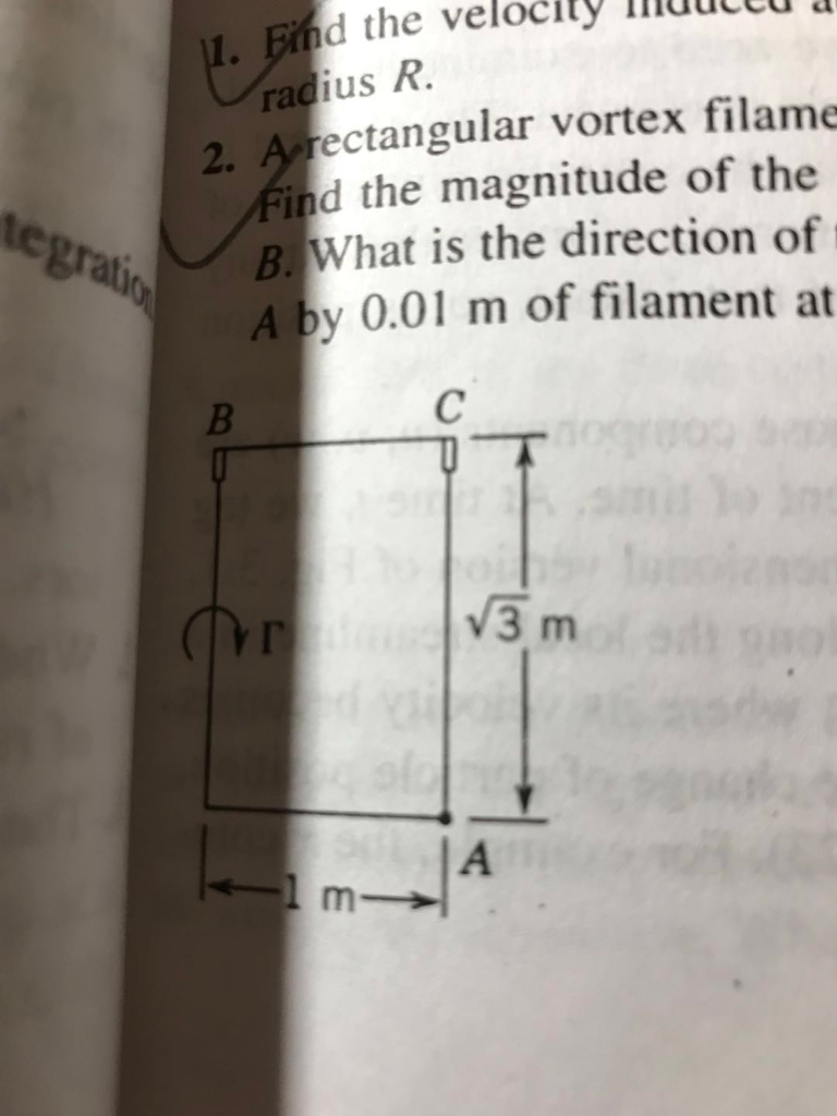 a rectangular vortex filament of strength 4pi*10^4 | Chegg.com