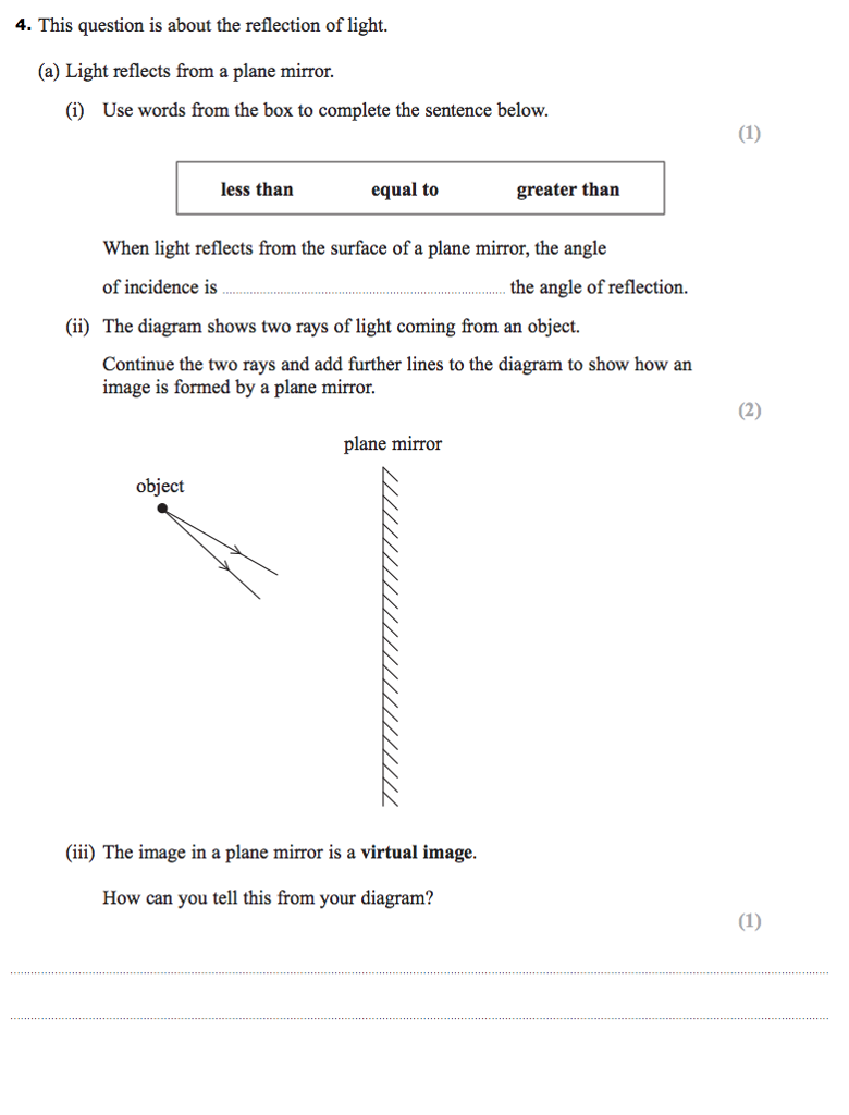 Solved 4. This question is about the reflection of light. | Chegg.com