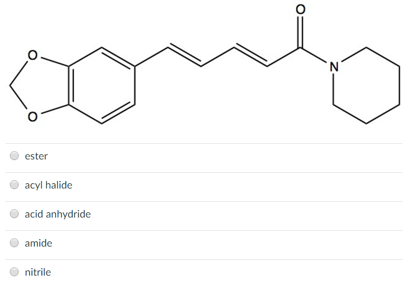 Solved Piperine, a major component of black pepper, is shown | Chegg.com