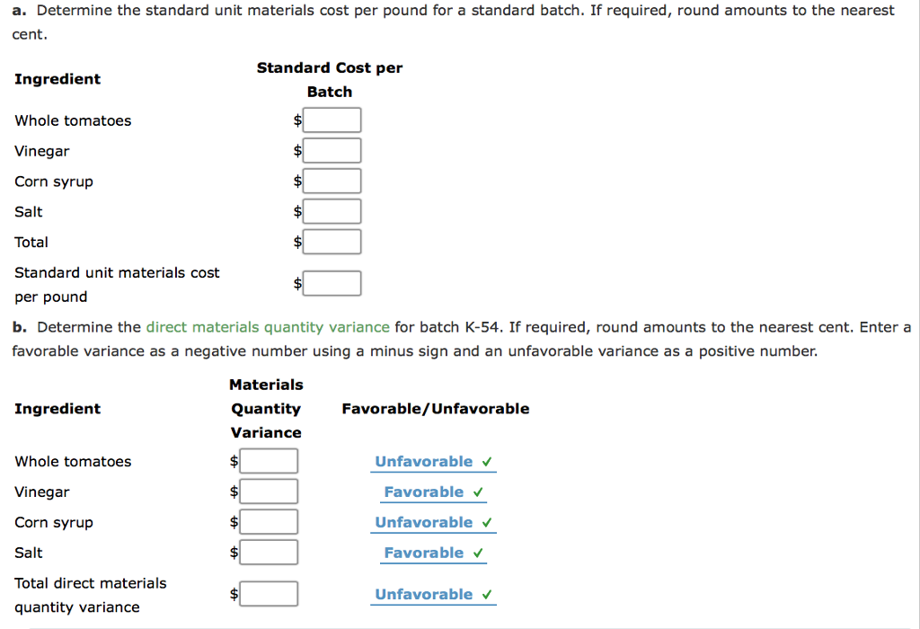 Solved Standard Product Cost, Direct Materials Variance | Chegg.com