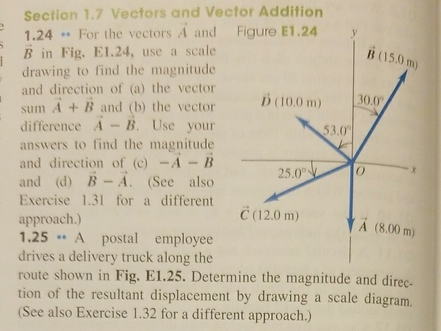 Solved Section 1.7 Vectors and Vector Addition 1.24 For the | Chegg.com