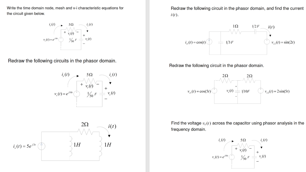 Solved Write the time domain node, mesh and v-i | Chegg.com