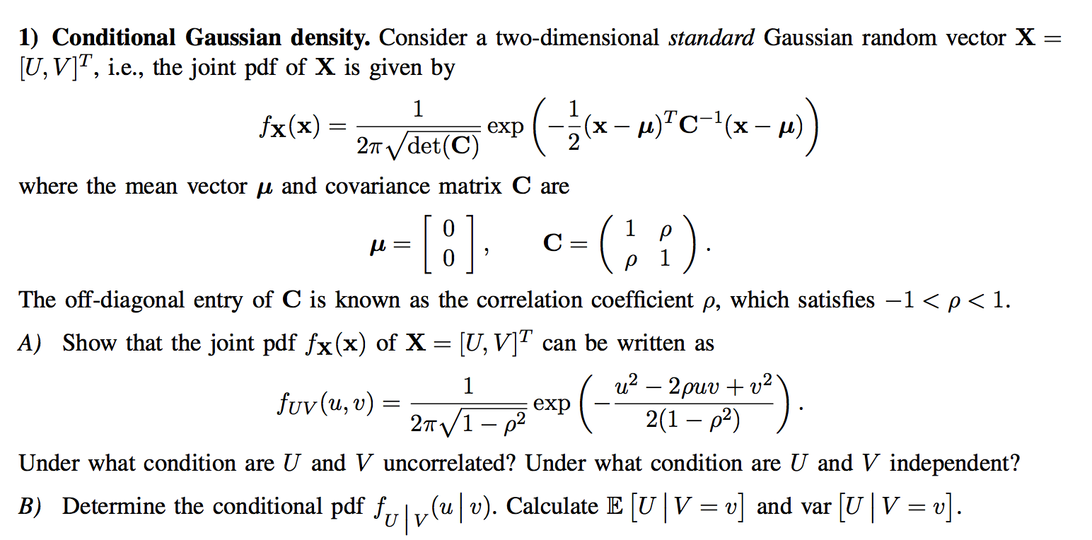 Conditional Gaussian density. Consider a | Chegg.com