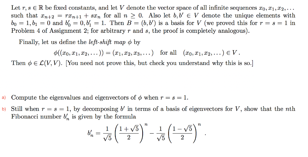 Solved Let r, s e R be fixed constants, and let V denote the | Chegg.com