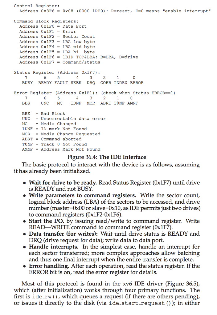 Reading: I/O Devices. Read OSTEP chapter 36 | Chegg.com