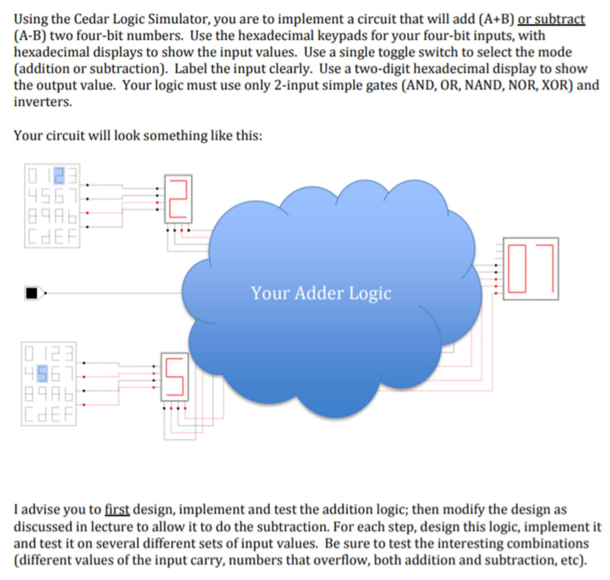 Solved Using the Cedar Logic Simulator, you are to implement | Chegg.com