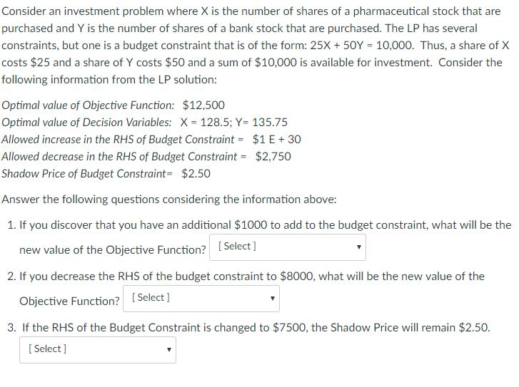 Solved Consider an investment problem where X is the number | Chegg.com