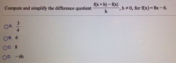 Solved Compute and simplify the difference quotient f(x + | Chegg.com