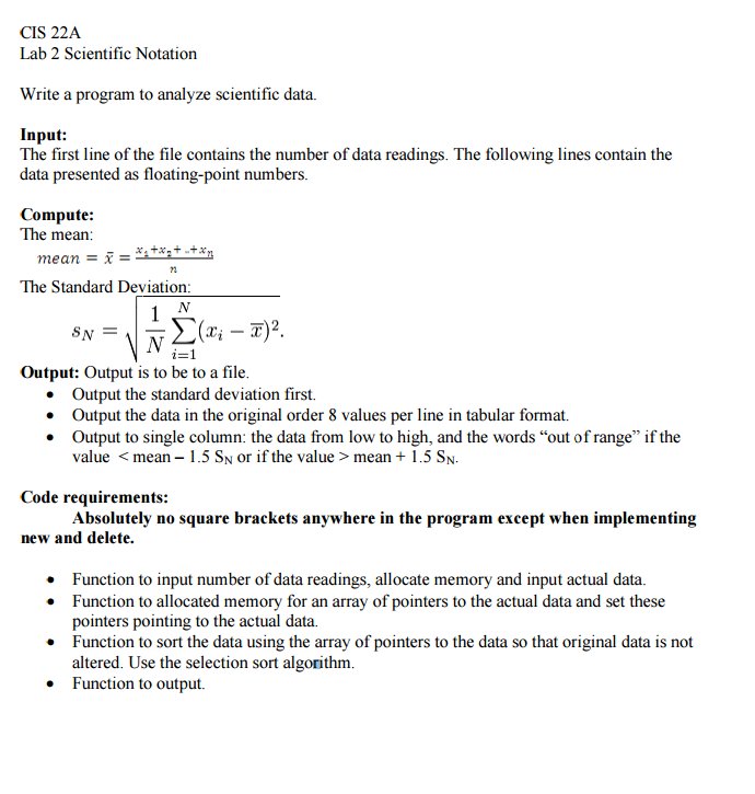 Solved CIS 22A Lab 2 Scientific Notation Write a program to | Chegg.com