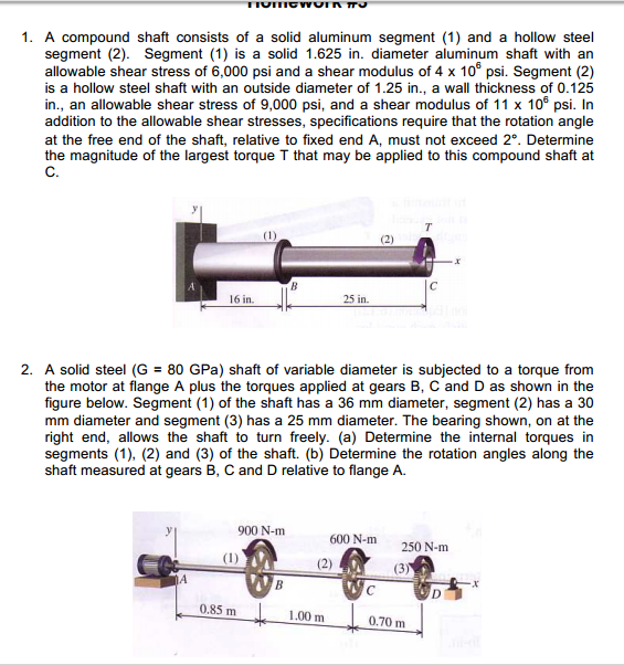 Solved A compound shaft consists of a solid aluminum segment | Chegg.com