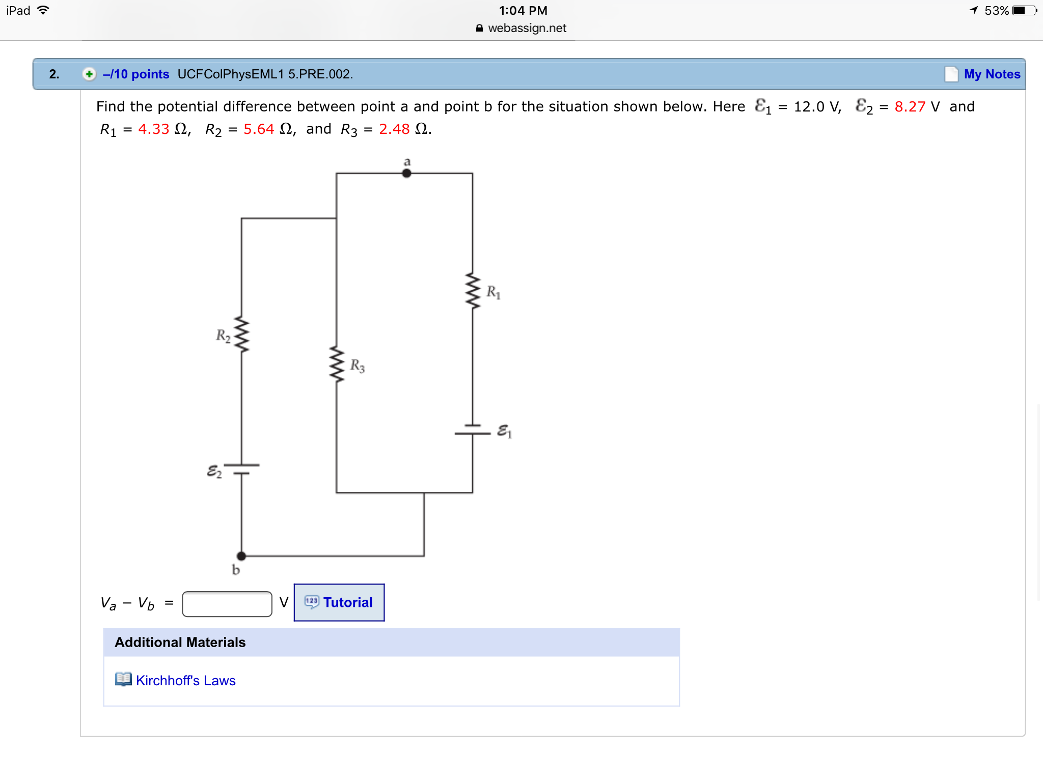 Solved Find the potential difference between point a and | Chegg.com