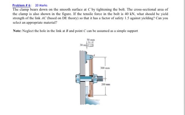 Solved The clamp bears down on the smooth surface at C by | Chegg.com