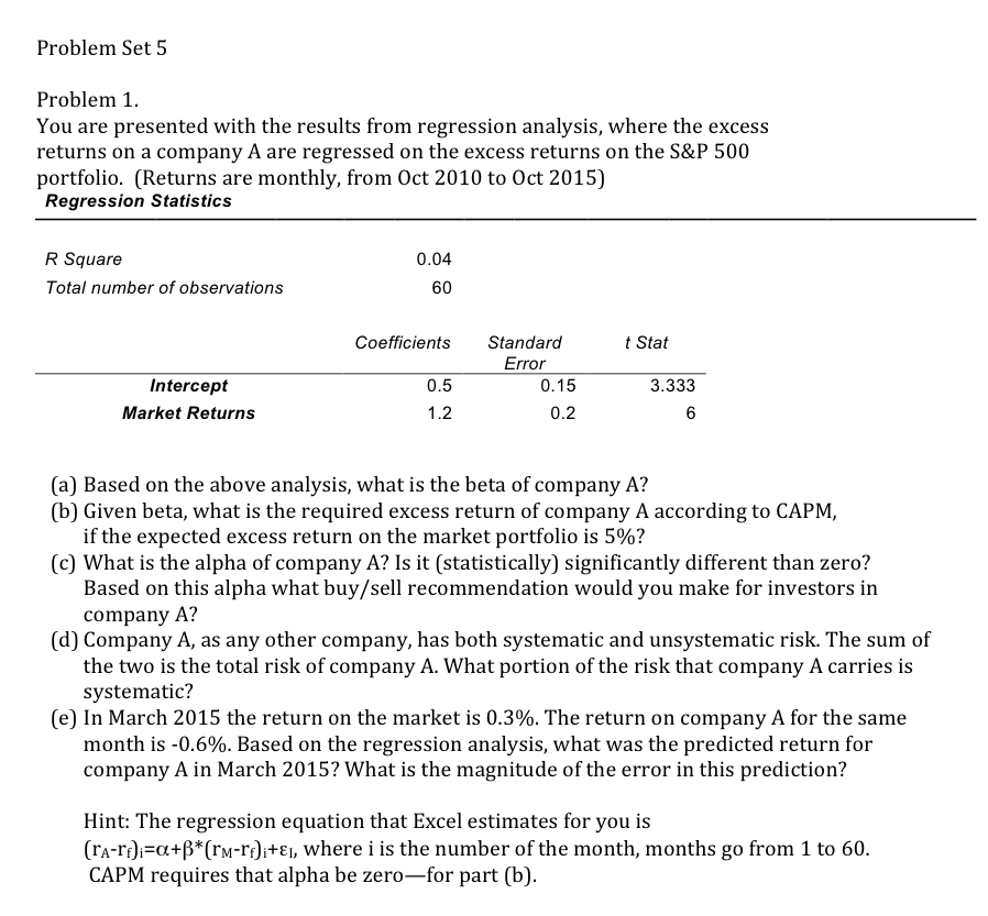 Solved Problem Set 5 Problem 1 You are presented with the | Chegg.com