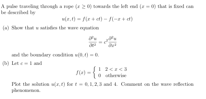 Can anyone help me solve this wave equation problem | Chegg.com