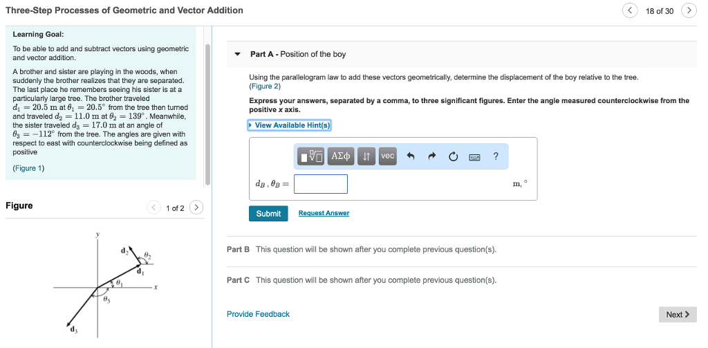 Solved Three-Step Processes of Geometric and Vector Addition | Chegg.com
