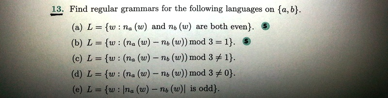 Solved Find regular grammars for the following languages on | Chegg.com