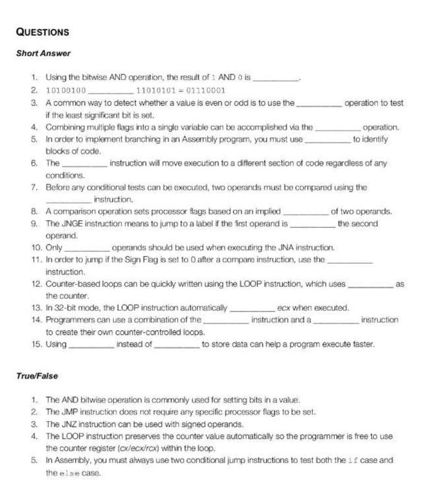 Solved Questions Short Answer 1 Using The Bitwise And 