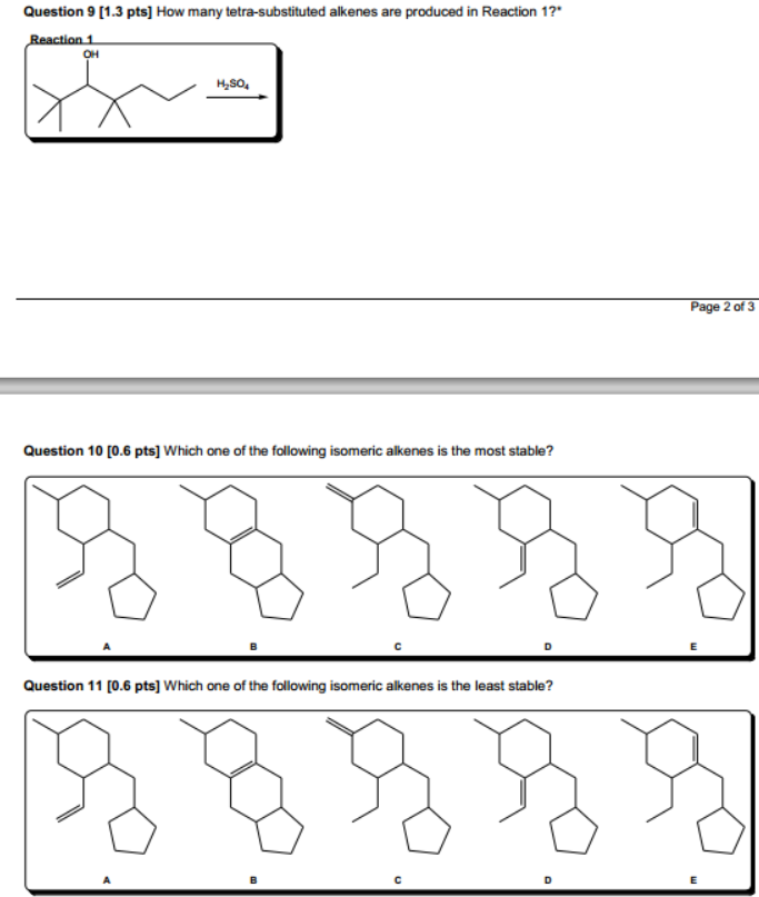 Solved How many tetra-substituted alkenes are produced in | Chegg.com