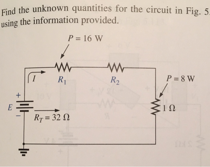 Solved Find the unknown quantities for the circuit in Fig. 5 | Chegg.com