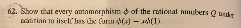 Solved 62 Show that every automorphism φ of the rational | Chegg.com