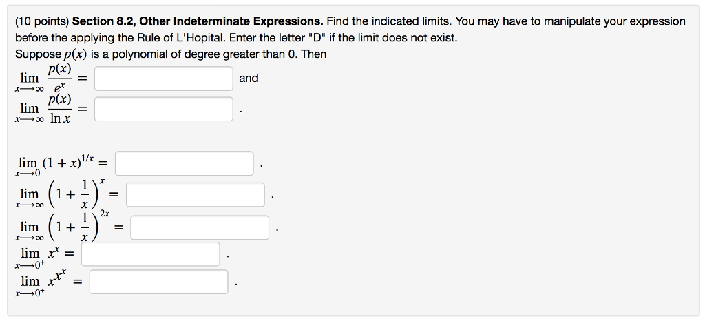 Solved (10 points) Section 8.2, Other Indeterminate | Chegg.com