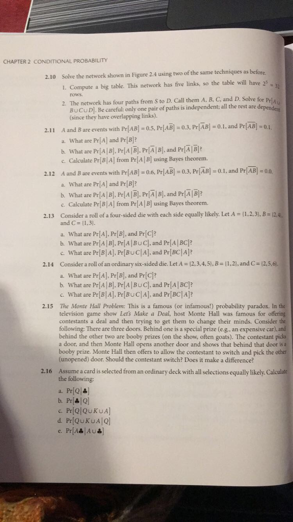 Solved CHAPTER 2 CONDITIONAL PROBABILITY 2.10 Solve the | Chegg.com