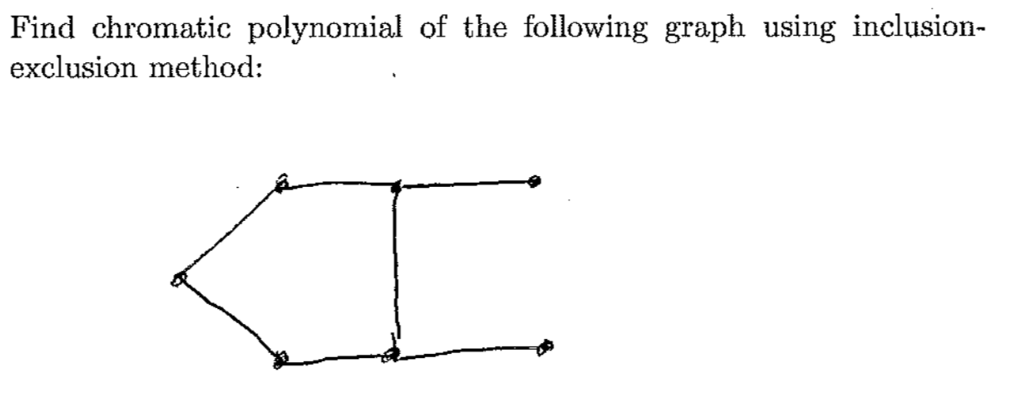 Solved Find chromatic polynomial of the following graph | Chegg.com