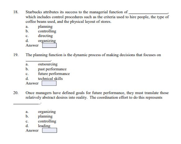 Solved 13. In the process managers set standards of | Chegg.com