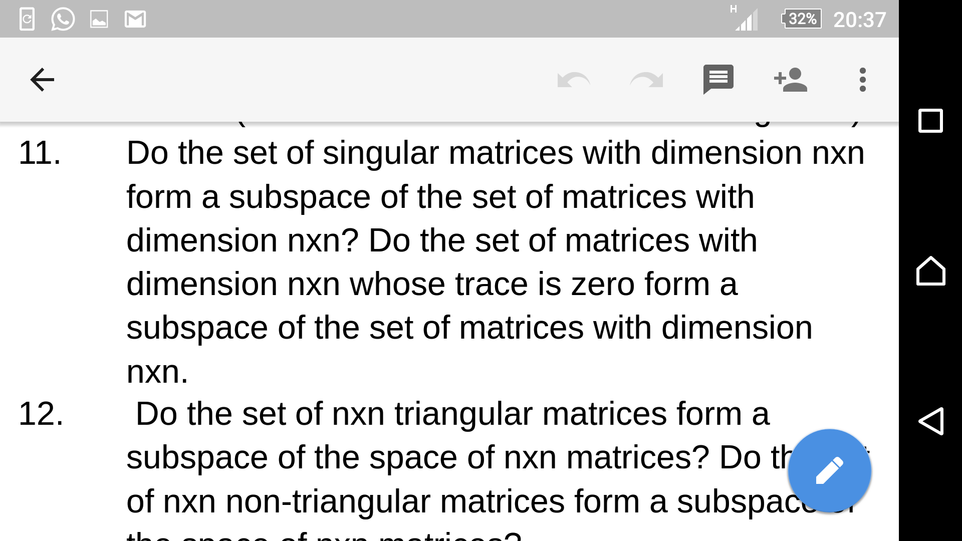 Solved Do the set of singular matrices with dimension nxn | Chegg.com Solved Do the set of singular matrices with dimension nxn | Chegg.com