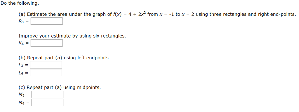 Solved Do the following. (a) Estimate the area under the | Chegg.com
