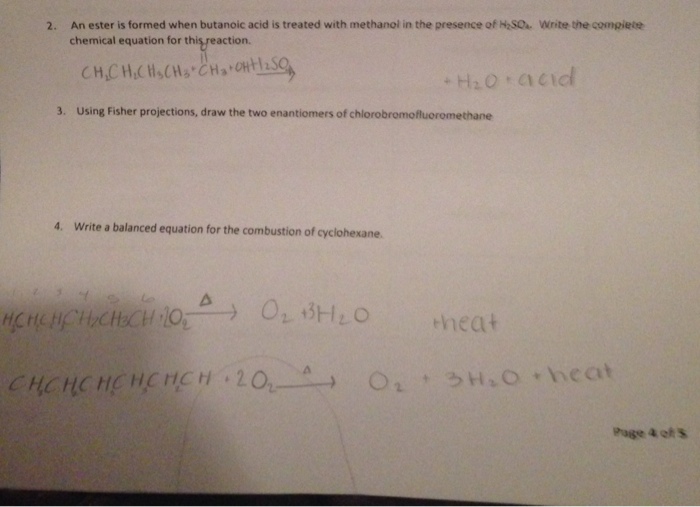 Solved 2 An Ester Is Formed When Butanoic Acid Is Treated