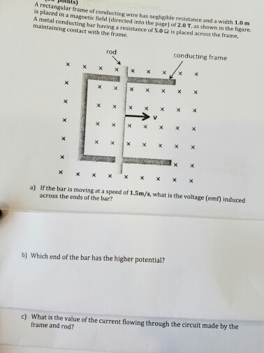 Solved A rectangular frame of conducting wire has negligible | Chegg.com