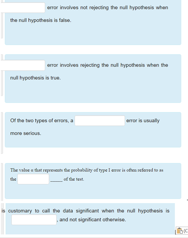 Solved _______ error involves not rejecting the null | Chegg.com