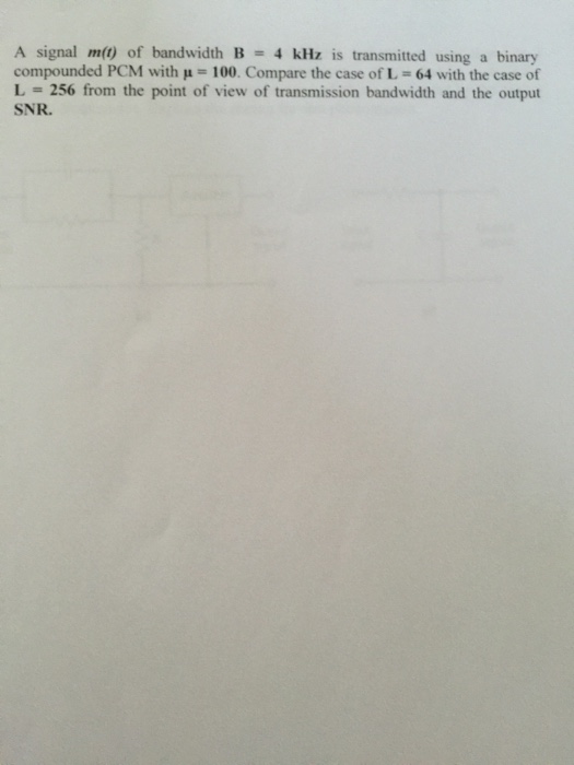 Solved A signal m(t) of bandwidth B = 4 kHz is transmitted | Chegg.com