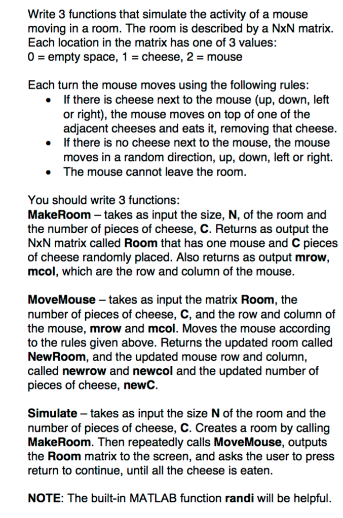 Solved Write 3 functions that simulate the activity of a | Chegg.com