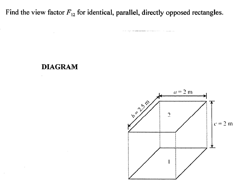 Solved Find the view factor F12 for identical, | Chegg.com