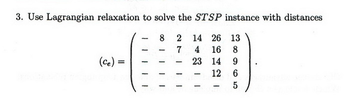 Solved Use Lagrangian relaxation to solve the STSP instance | Chegg.com