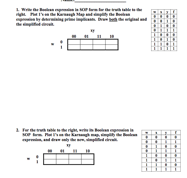Solved Write The Boolean Expression In Sop Form For The 9482