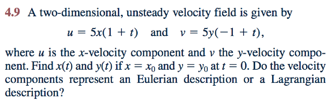 Solved A two-dimensional, unsteady velocity field is given | Chegg.com