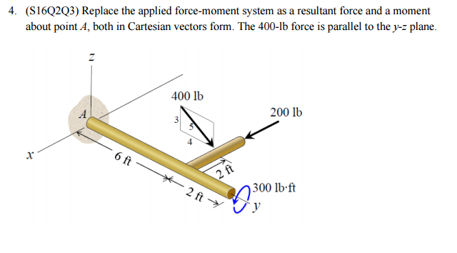 Solved Replace the applied force-moment system as a | Chegg.com
