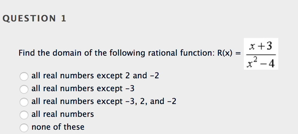 Solved Find the domain of the following rational function: | Chegg.com
