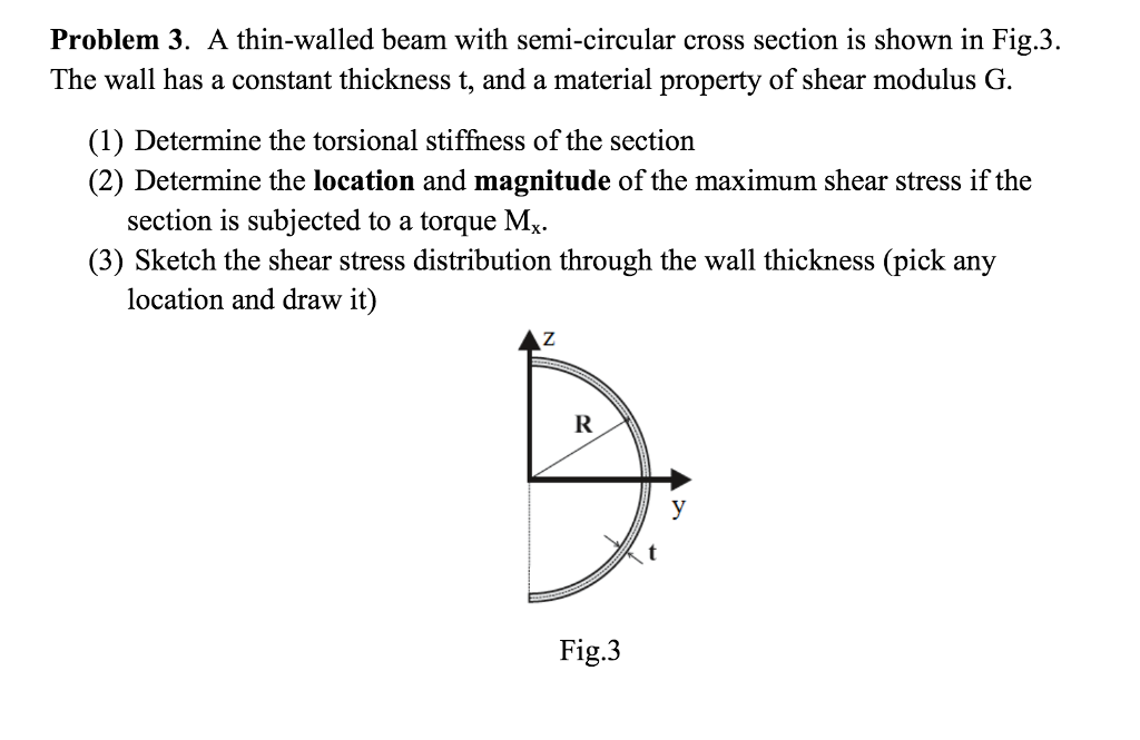 Problem 4. A beam with a closed, semi-circular | Chegg.com