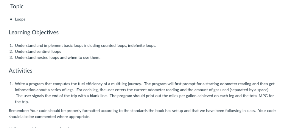 Solved Topic Loops Learning Objectives 1. Understand and | Chegg.com