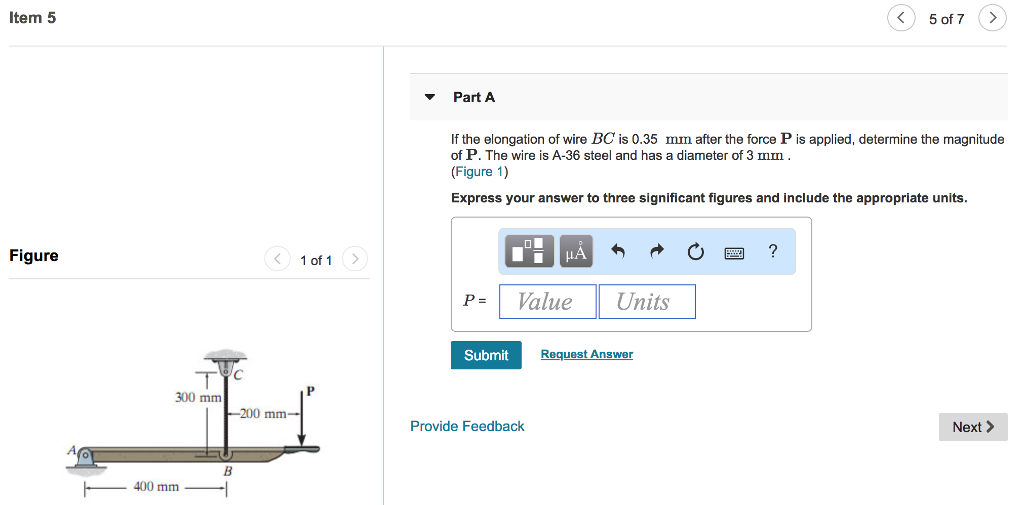 Solved Item 5 Part A If the elongation of wire BC | Chegg.com